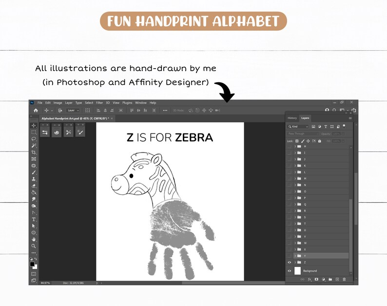 Handprint Alphabet Book, Alphabet Handprint Art Bundle, Alphabet ...