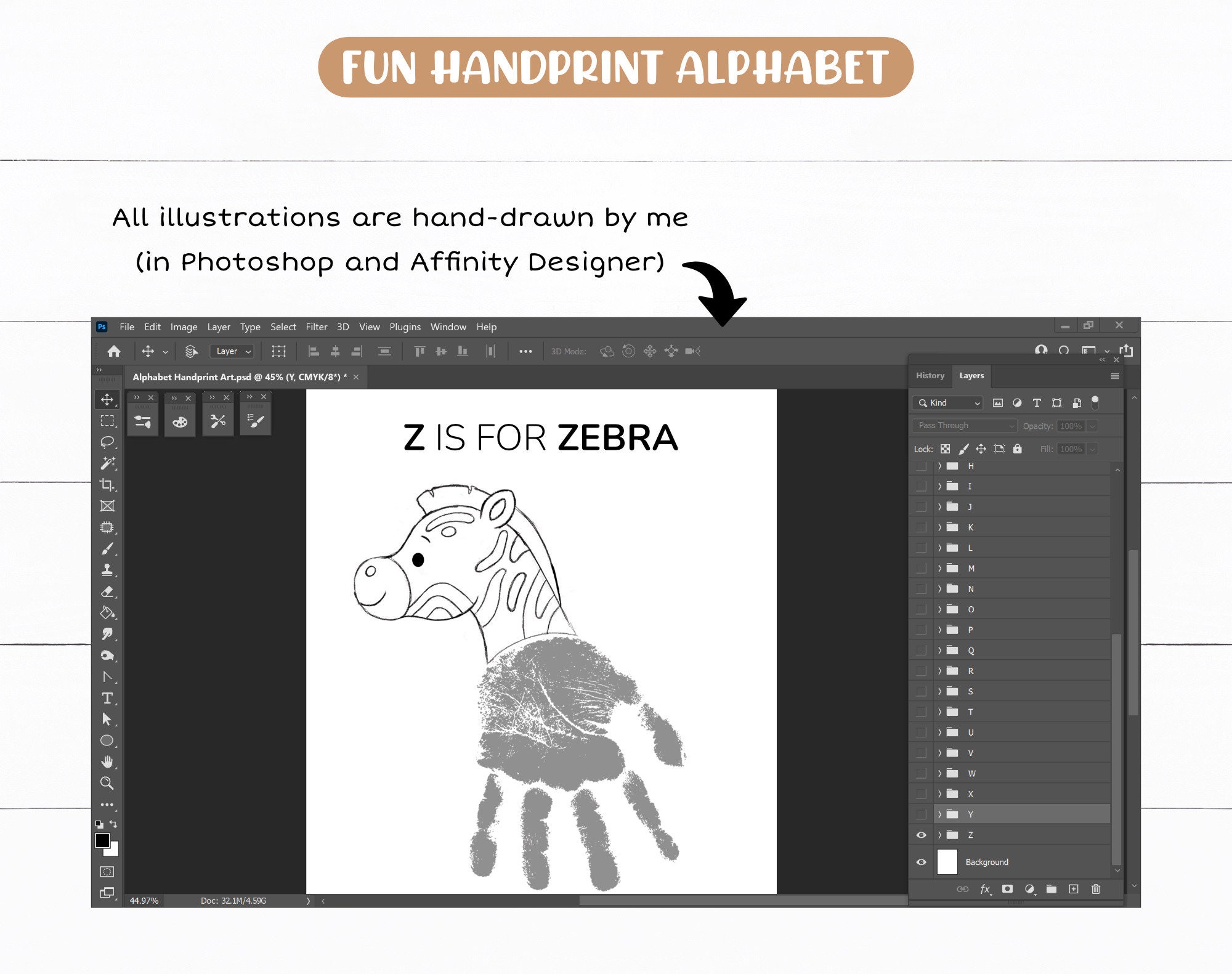 Handprint Alphabet Book, Alphabet Handprint Art Bundle, Alphabet ...