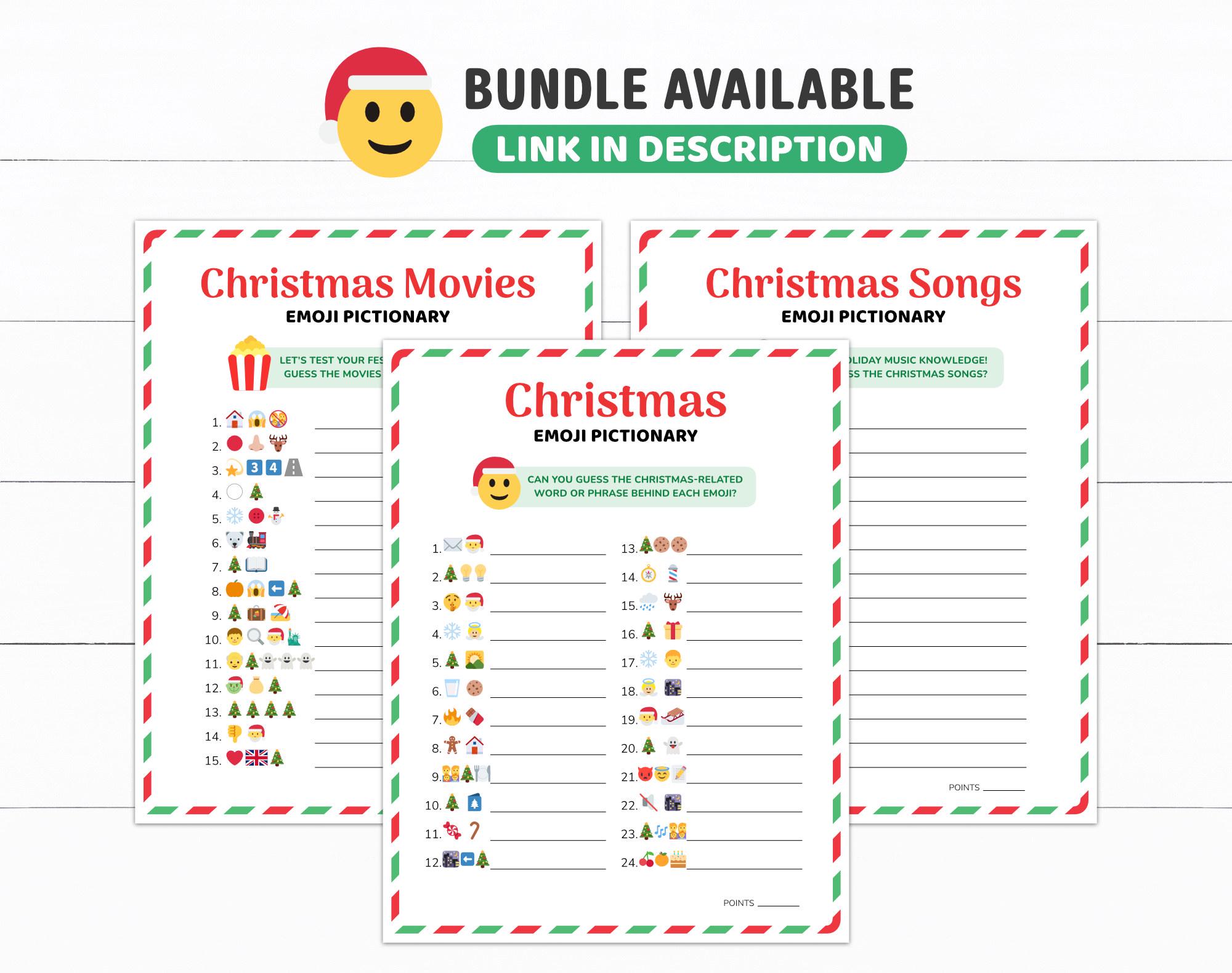 Christmas Emoji Pictionary Game, Christmas Emoji Quiz, Printable Guess ...