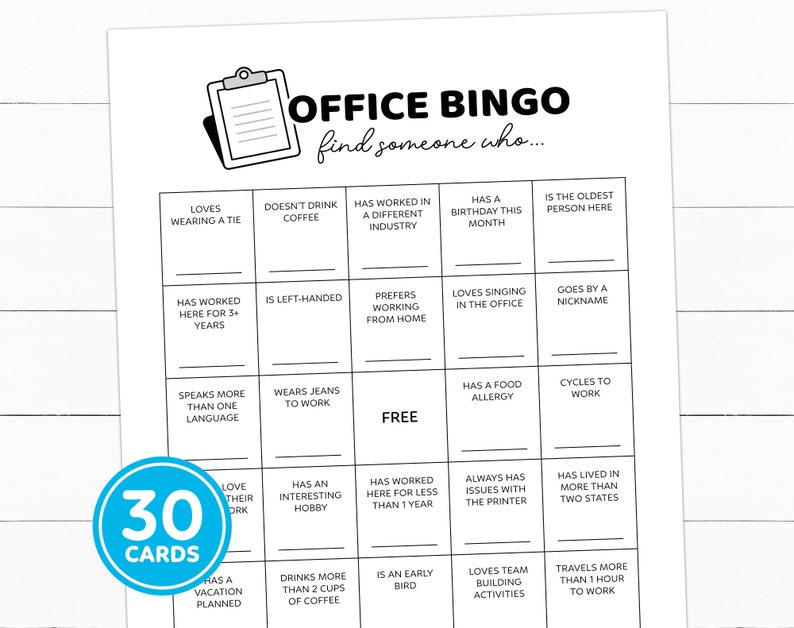 Find Someone Who Bingo, Get to Know You Bingo, Work Office Party Games ...