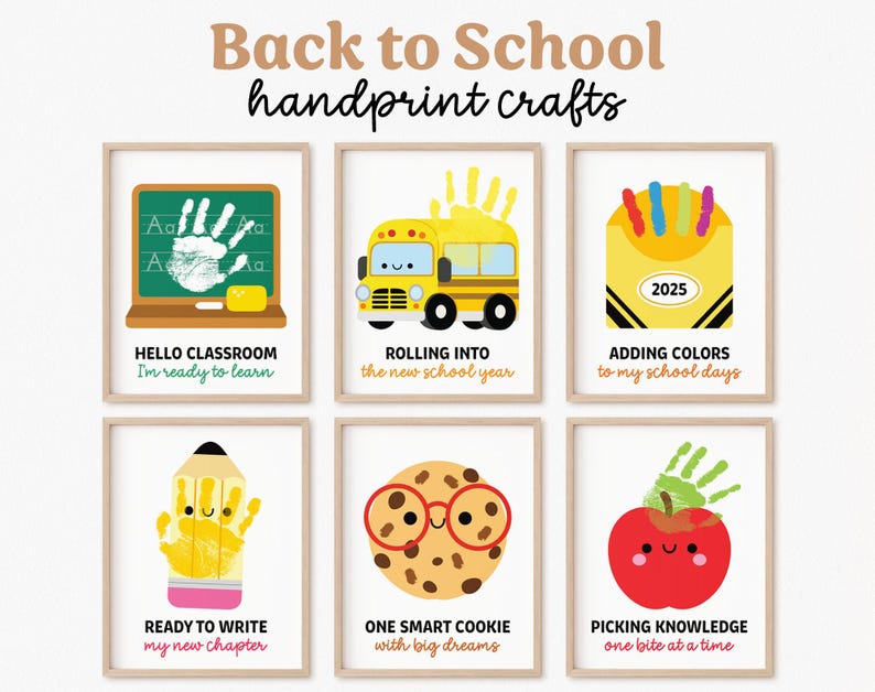 Back to School Handprint Art Bundle, First Day of School Handprint ...