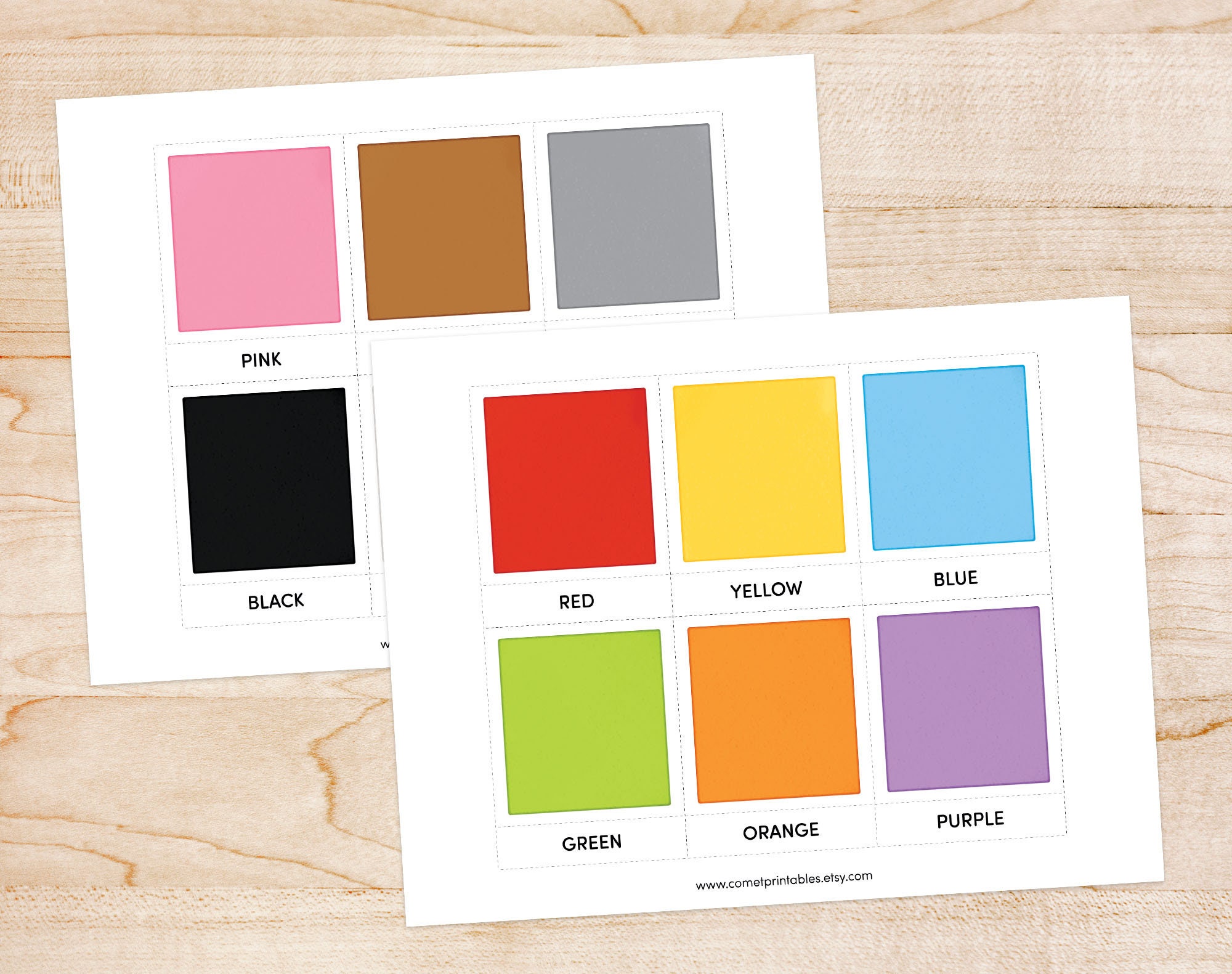 Colors Flashcards, Montessori 3 Part Cards, Printable Color Flash Cards ...