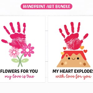 Kids Valentines Handprint Art Bundle, Printable Valentines Day ...