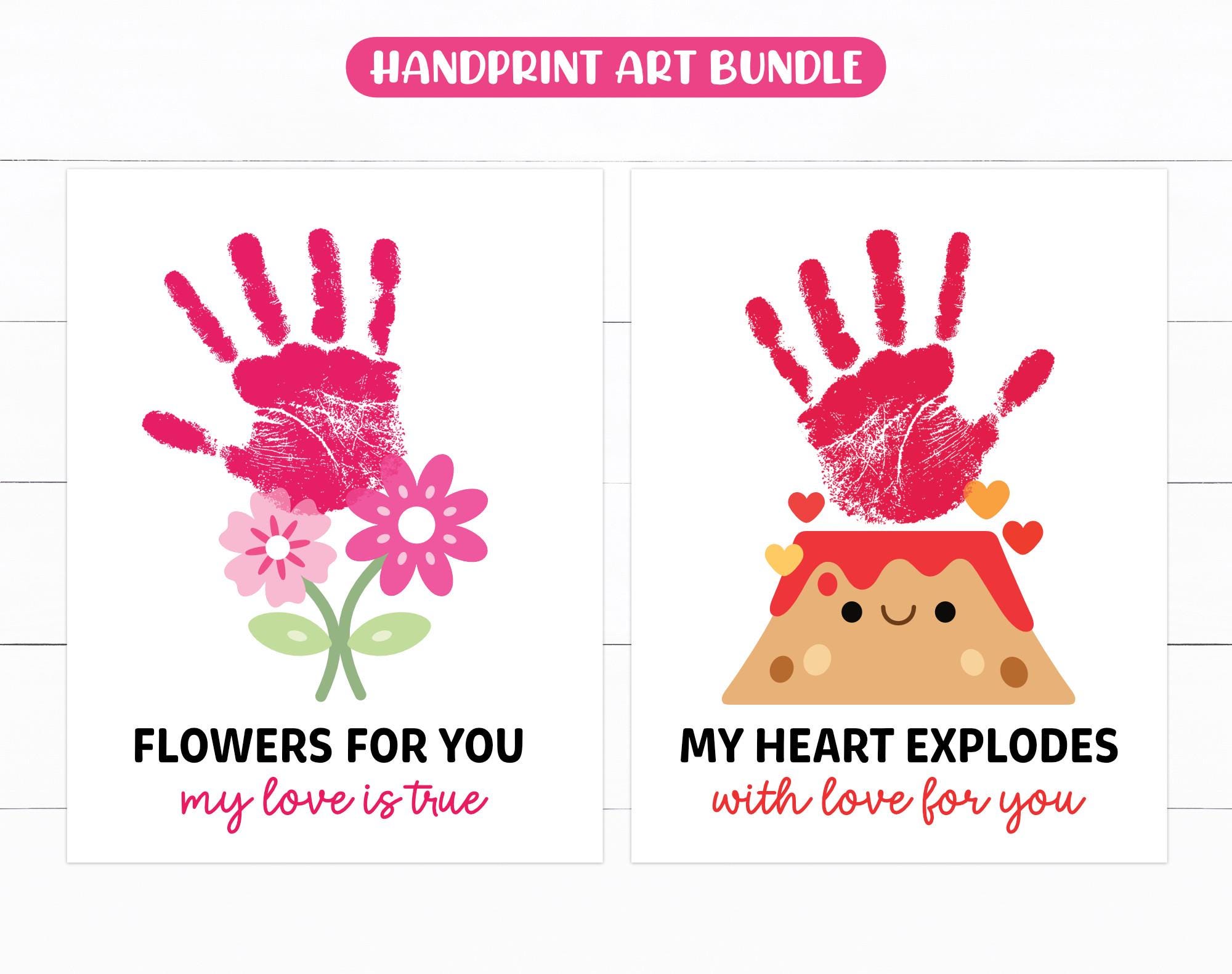 Kids Valentines Handprint Art Bundle, Printable Valentines Day ...