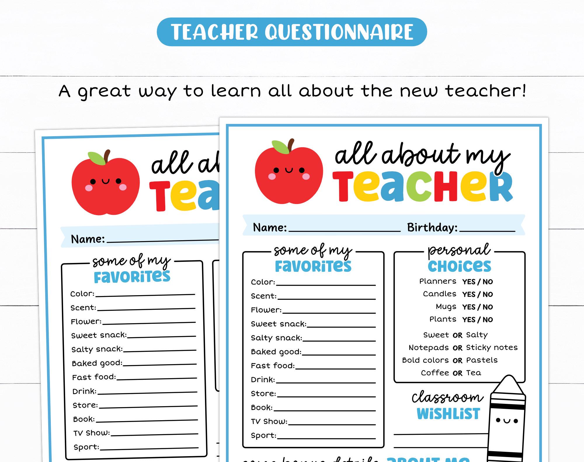 Teacher Favorite Things List, Get to Know Teacher Favorites, Meet the ...