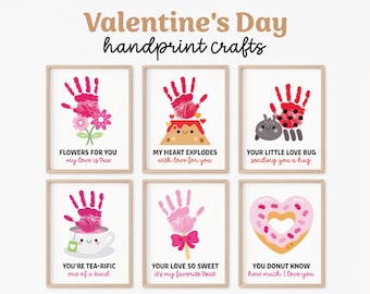 Kids Valentines Handprint Art Bundle, Printable Valentines Day ...