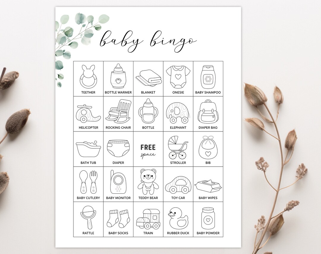 60 Gender Neutral Baby Bingo Cards, Prefilled Baby Shower Bingo With ...