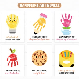 Back to School Handprint Art Bundle, First Day of School Handprint ...