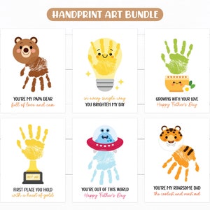 Fathers Day Handprint Bundle, DIY Printable Father's Day Crafts Bundle ...