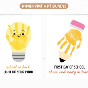 Back to School Handprint Art Bundle, First Day of School Handprint ...