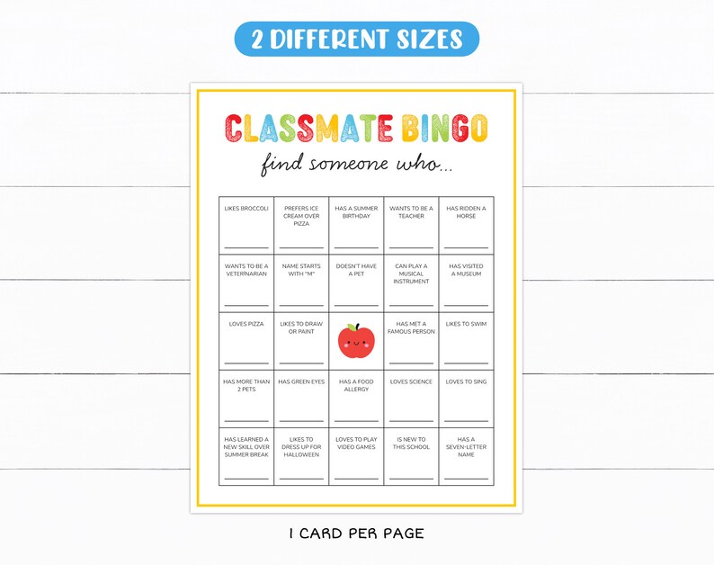 Find the Classmate Bingo, Find the Guest Classroom Bingo, Get to Know ...