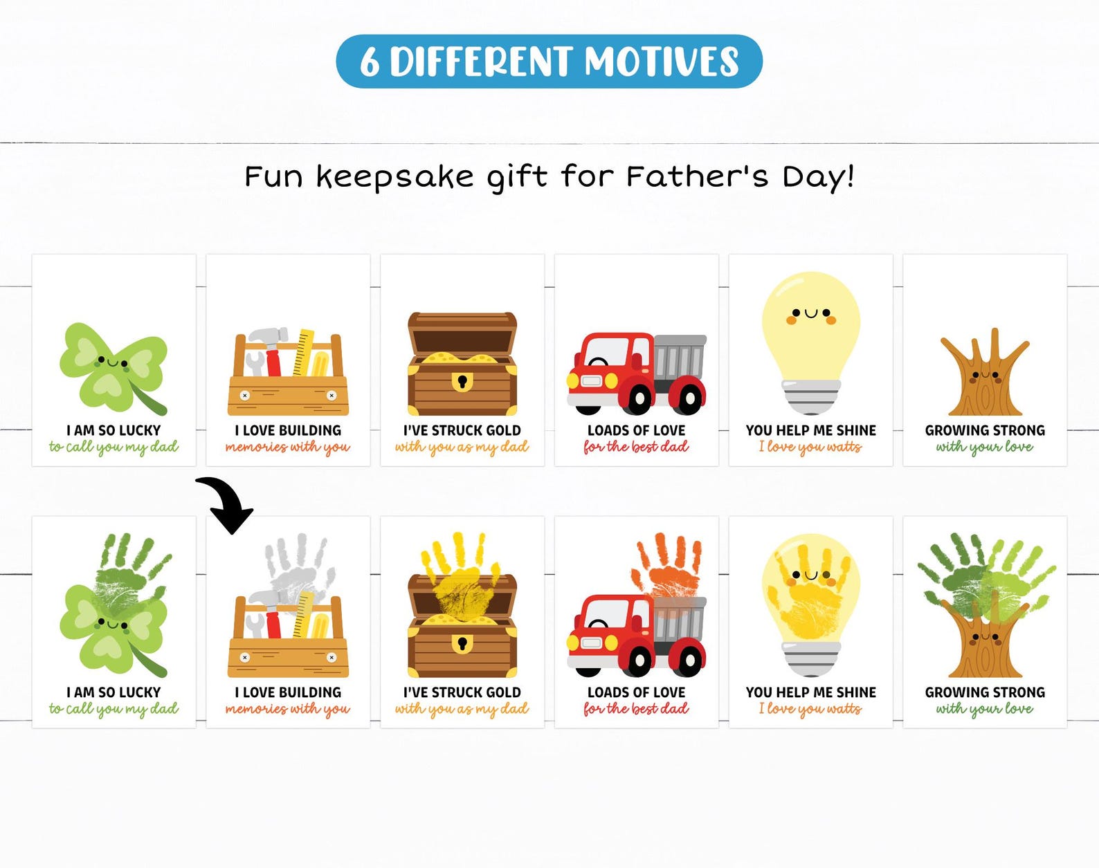 Fathers Day Handprint Art Bundle, Father's Day Handprint Craft, Fathers ...