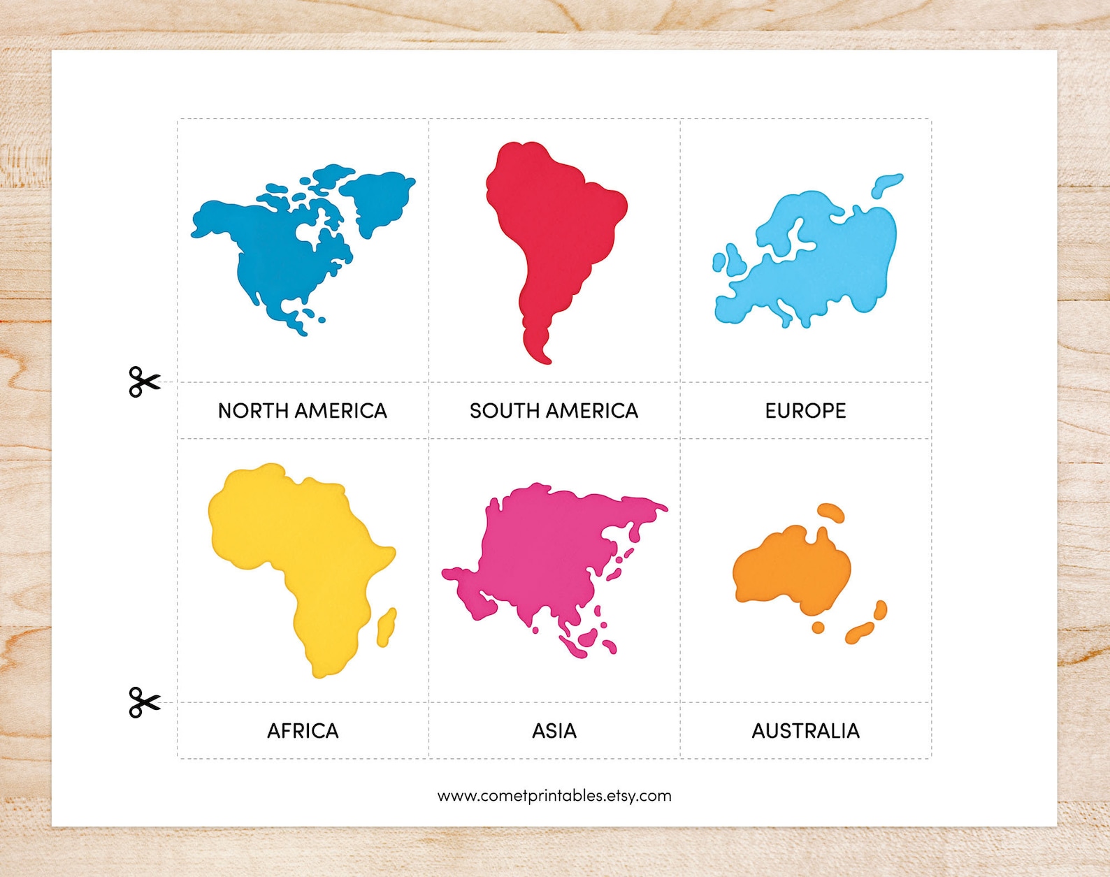 Continents Flashcards World Map Flashcards Seven Continents - Etsy