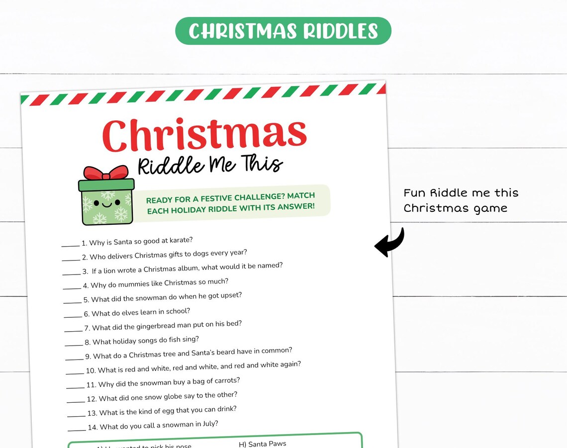 Christmas Riddles Game, Holiday Riddles and Jokes, Riddle Me This ...