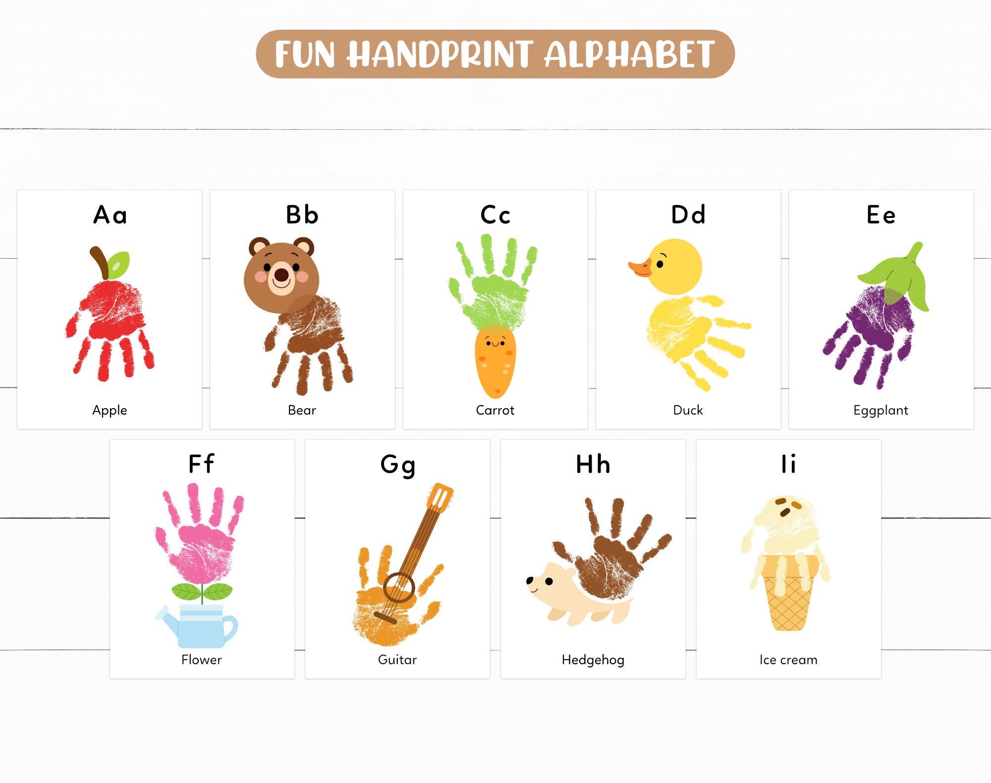 Alphabet Handprint Art Craft Bundle, Handprint Alphabet Book Template ...