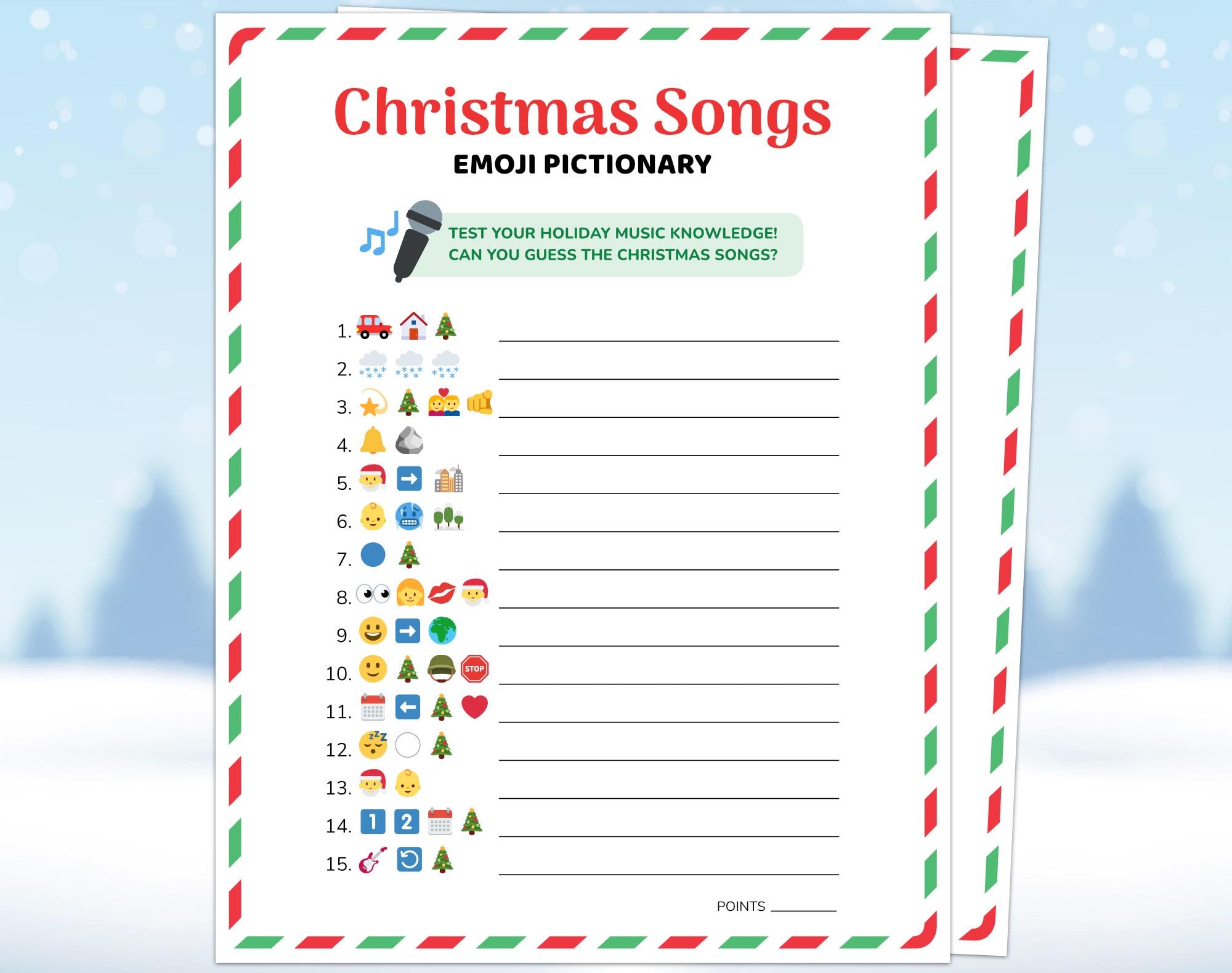 Christmas Emoji Pictionary Game, Emoji Christmas Game, Christmas Songs ...