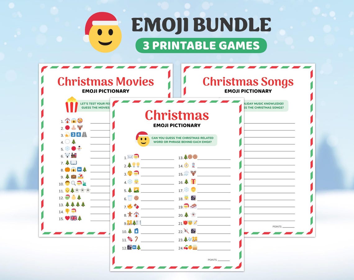 Christmas Emoji Pictionary Bundle, Christmas Emoji Bundle, Christmas ...