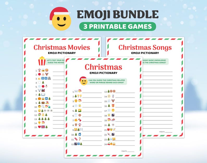 Christmas Emoji Pictionary Bundle, Christmas Emoji Bundle, Christmas ...