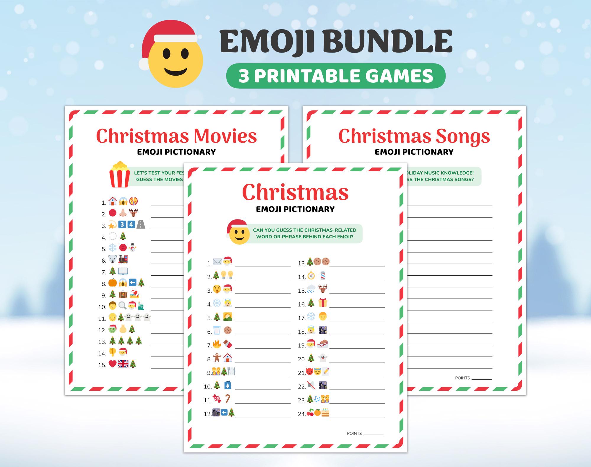 Christmas Emoji Pictionary Bundle, Christmas Emoji Bundle, Christmas ...