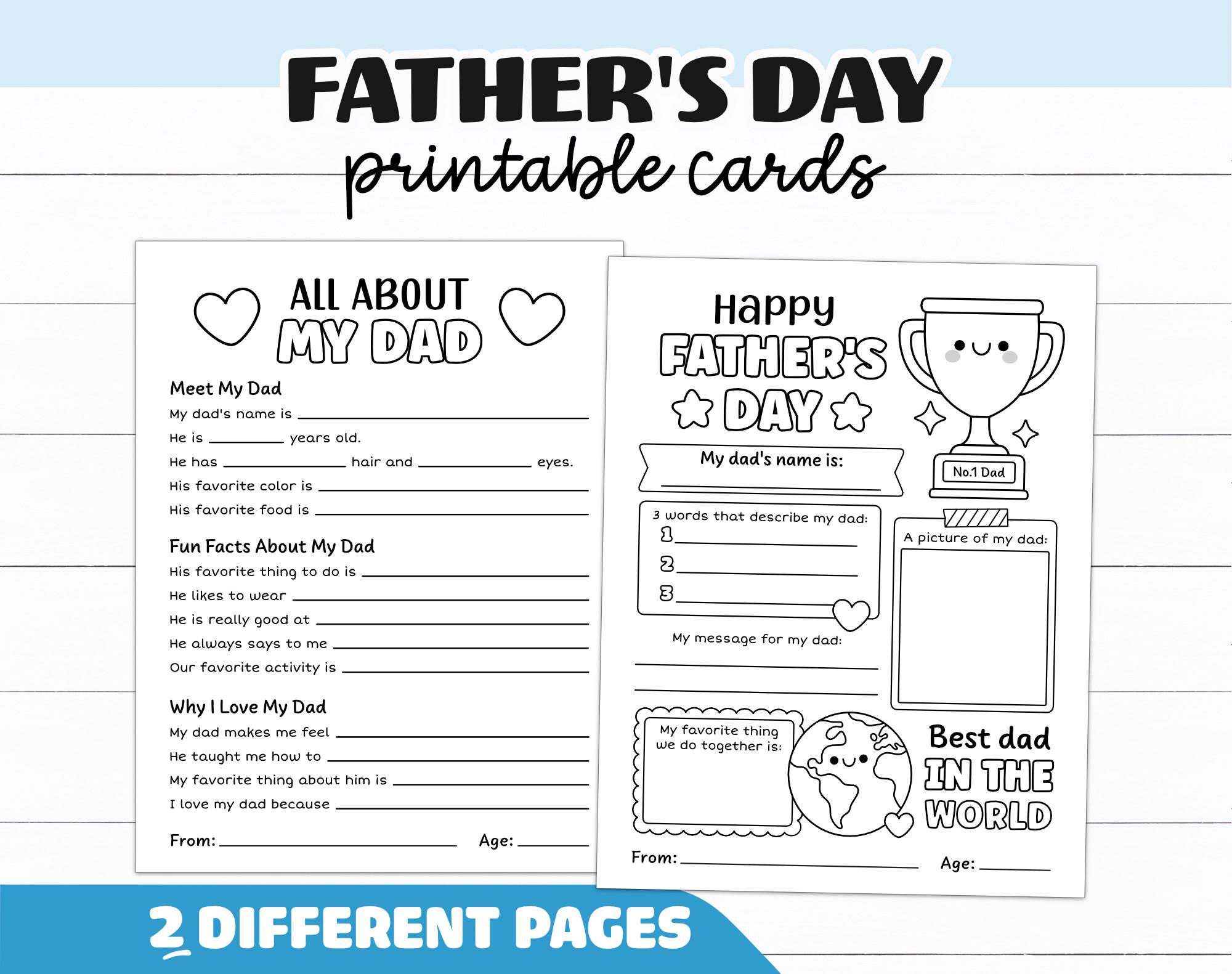 Printable All About My Dad Questionnaire, Fill in the Blank Fathers Day ...