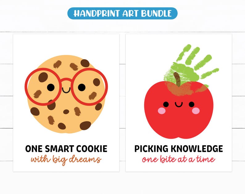 Back to School Handprint Art Bundle, First Day of School Handprint ...