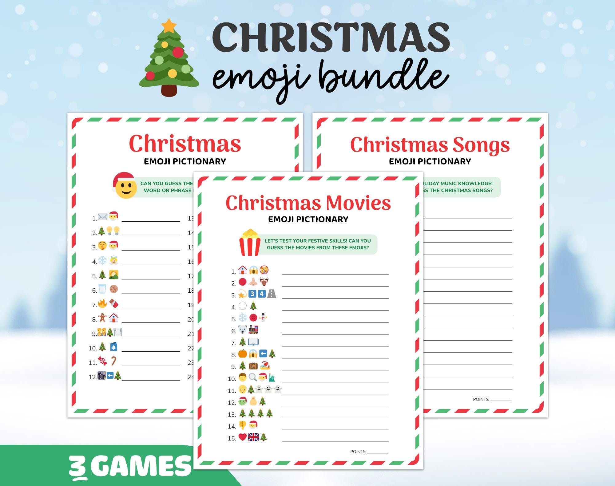Christmas Emoji Pictionary Game, Christmas Emoji Game, Christmas Movies ...