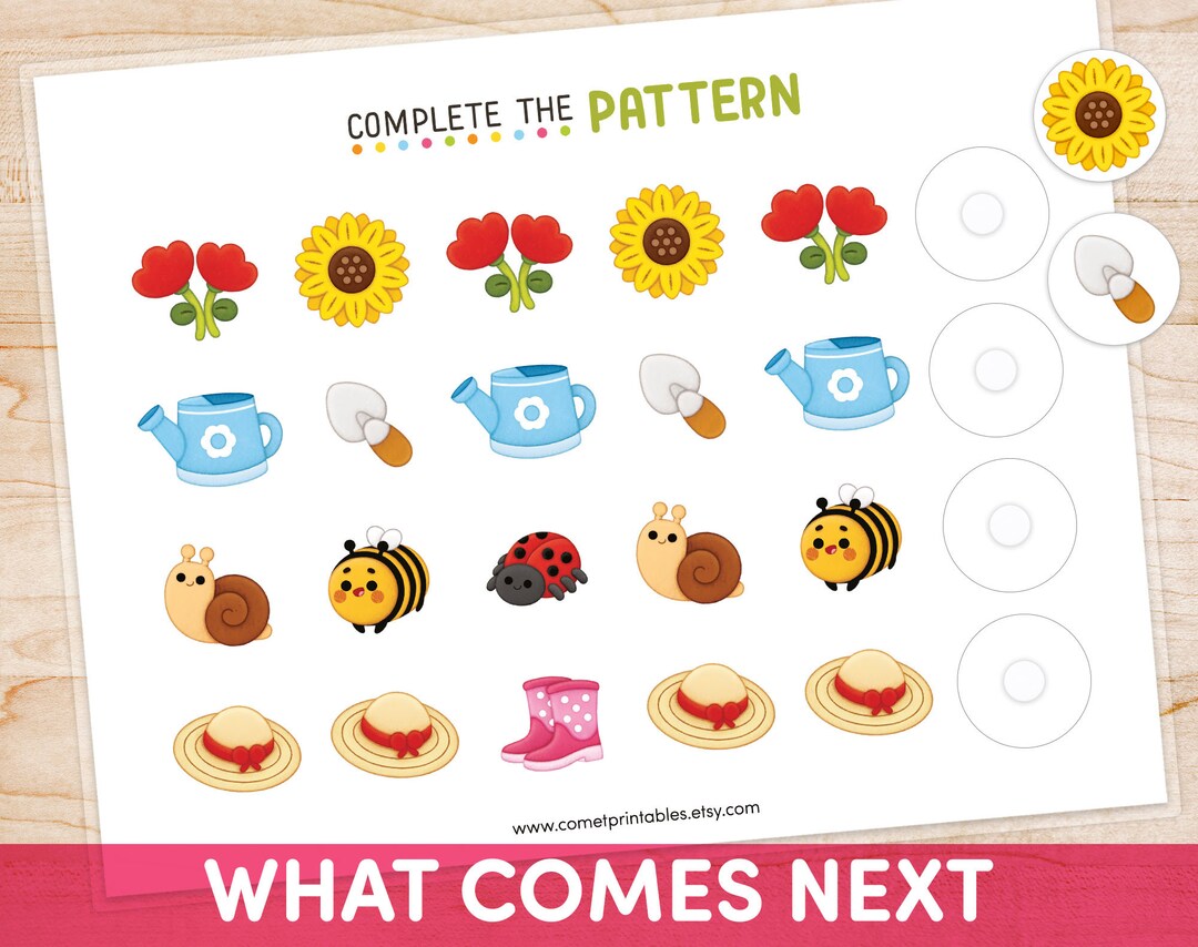 Complete the Pattern Printable Toddler Activity, What Comes Next Game ...