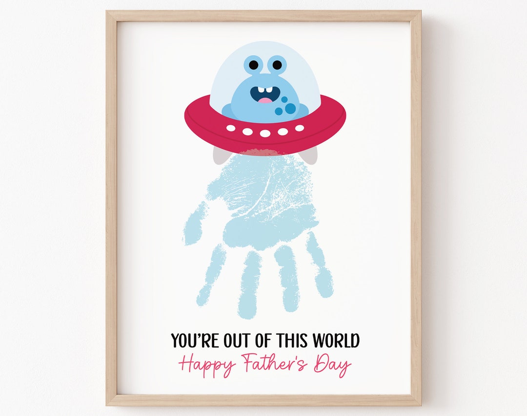 Father's Day Handprint Art Craft, Printable DIY Fathers Day Card, Dad ...