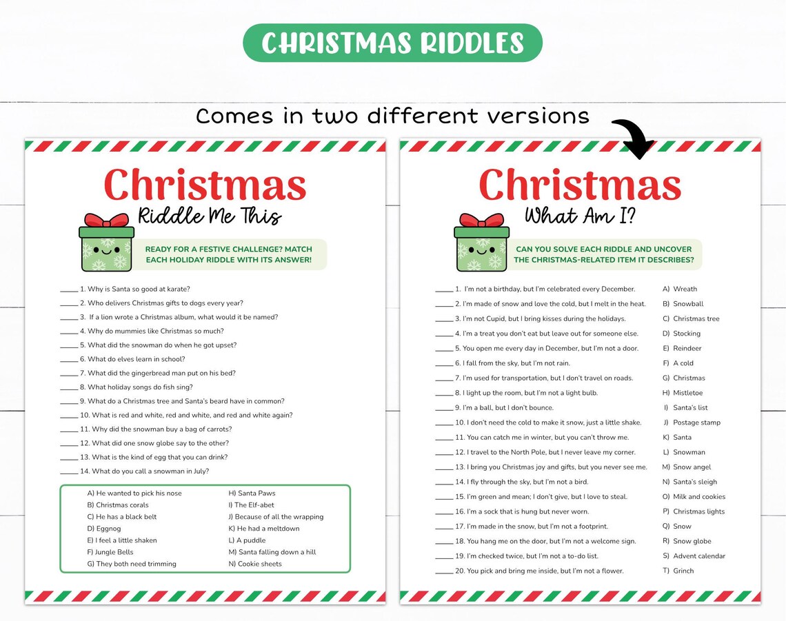 Christmas Riddles Game, Holiday Riddles and Jokes, Riddle Me This ...