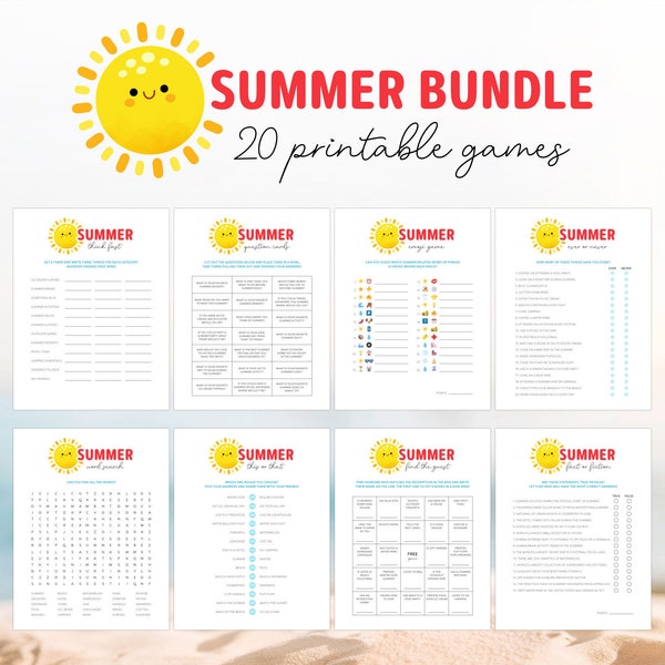 Summer Printable Games - Etsy