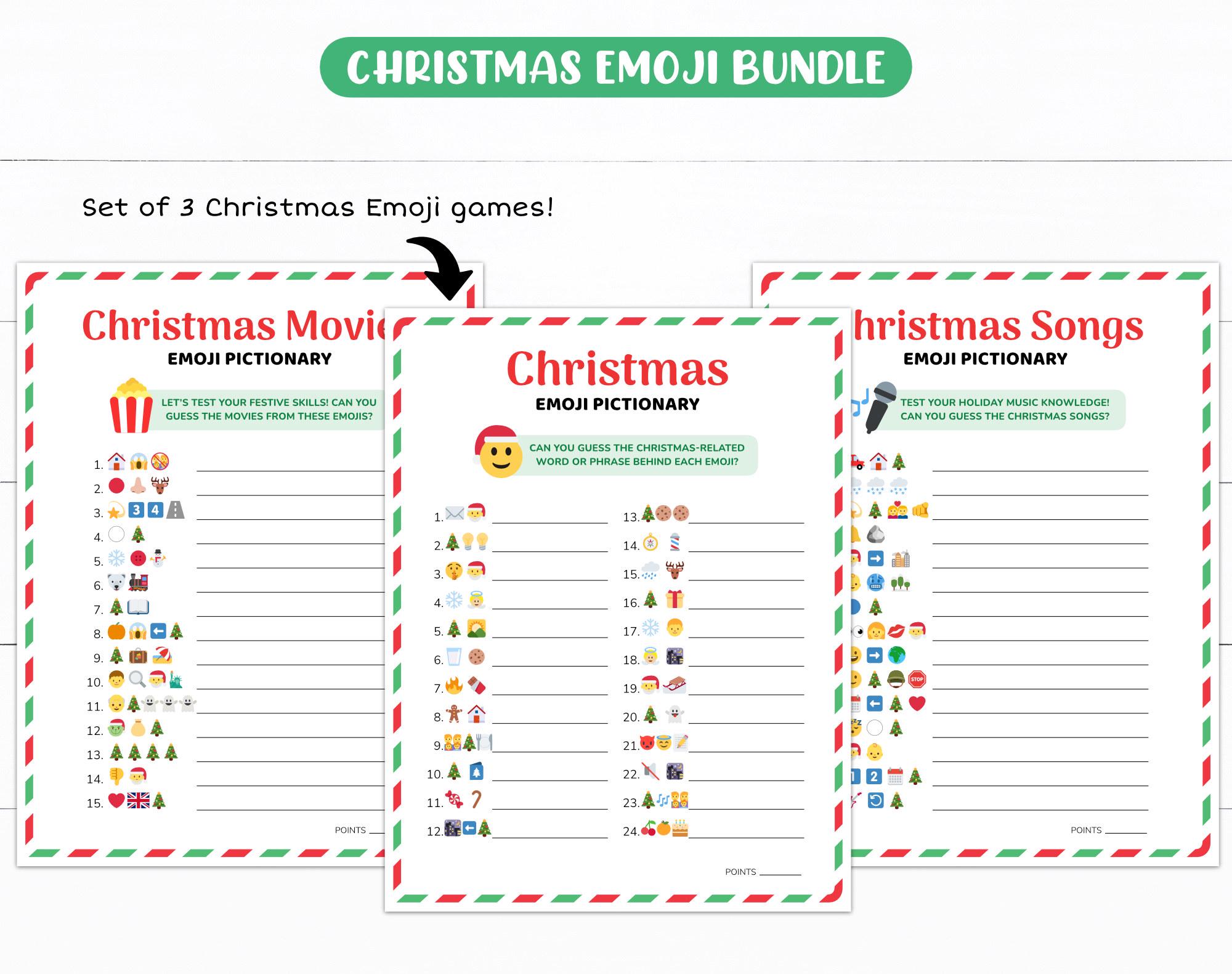 Christmas Emoji Pictionary Bundle, Christmas Emoji Bundle, Christmas ...