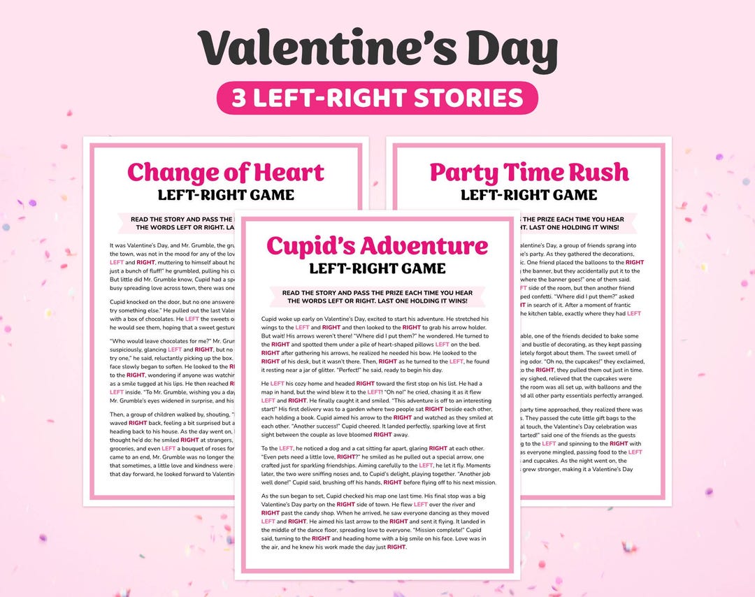Valentines Left Right Game, Left Right Valentines Game, Left Right Poem ...