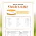 What's Your S'mores Name Game With Tags, Whats Your Smores Name ...
