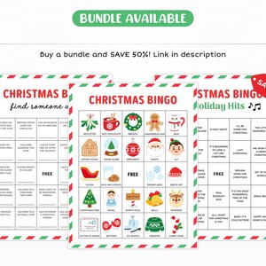 Kids Christmas Bingo Cards, Cute Christmas Bingo Game, Printable ...
