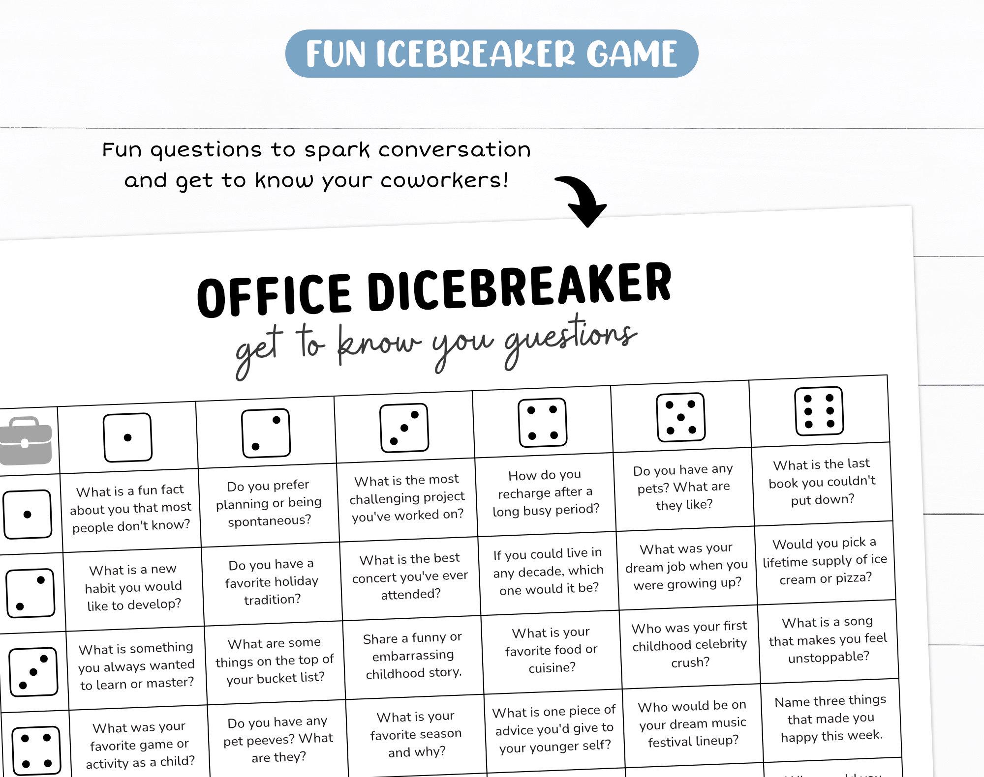 Dicebreaker Office Party Games, Work Icebreaker, Team Building Roll and ...