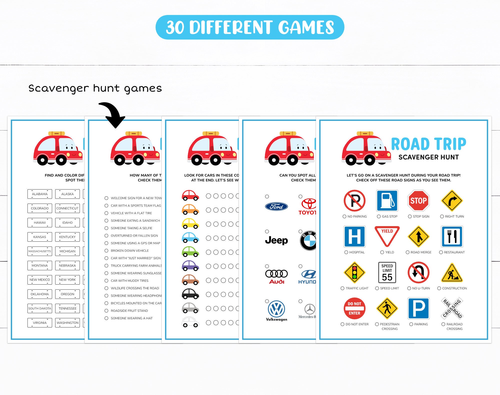 Kids Road Trip Games Bundle, Family Road Trip Pack, Printable Travel ...