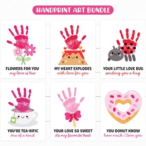 Kids Valentines Handprint Art Bundle, Printable Valentines Day ...