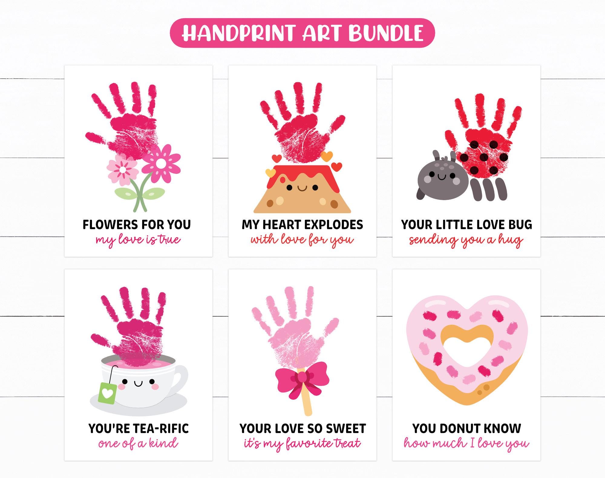 Kids Valentines Handprint Art Bundle, Printable Valentines Day ...