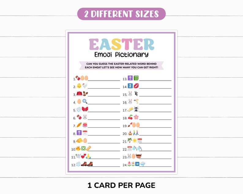 Easter Emoji Pictionary Game, Easter Emoji Game Printable, Easter Game ...