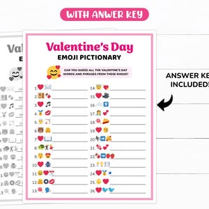 Valentines Emoji Pictionary Game, Valentines Emoji Game, Valentines Day ...
