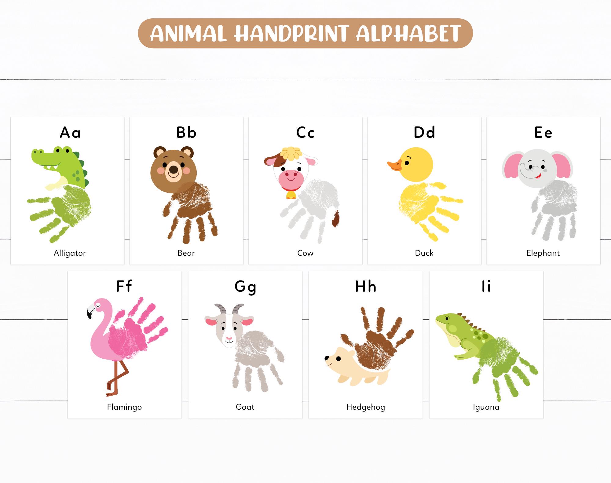 Animal Alphabet Handprint Art Craft, Handprint Alphabet Book Template ...