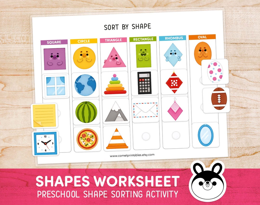 Shape Sorting Worksheet, 2d Shape Matching Worksheets Digital, Sort by ...