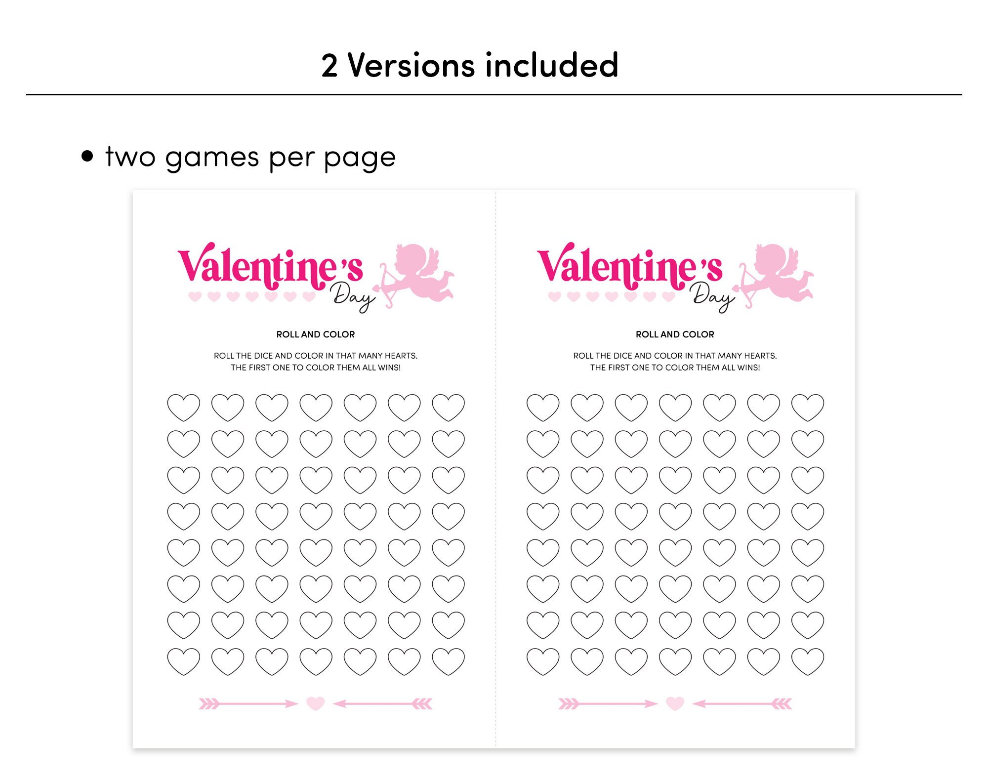 Valentines Day Roll and Color, Printable Valentine's Classroom ...