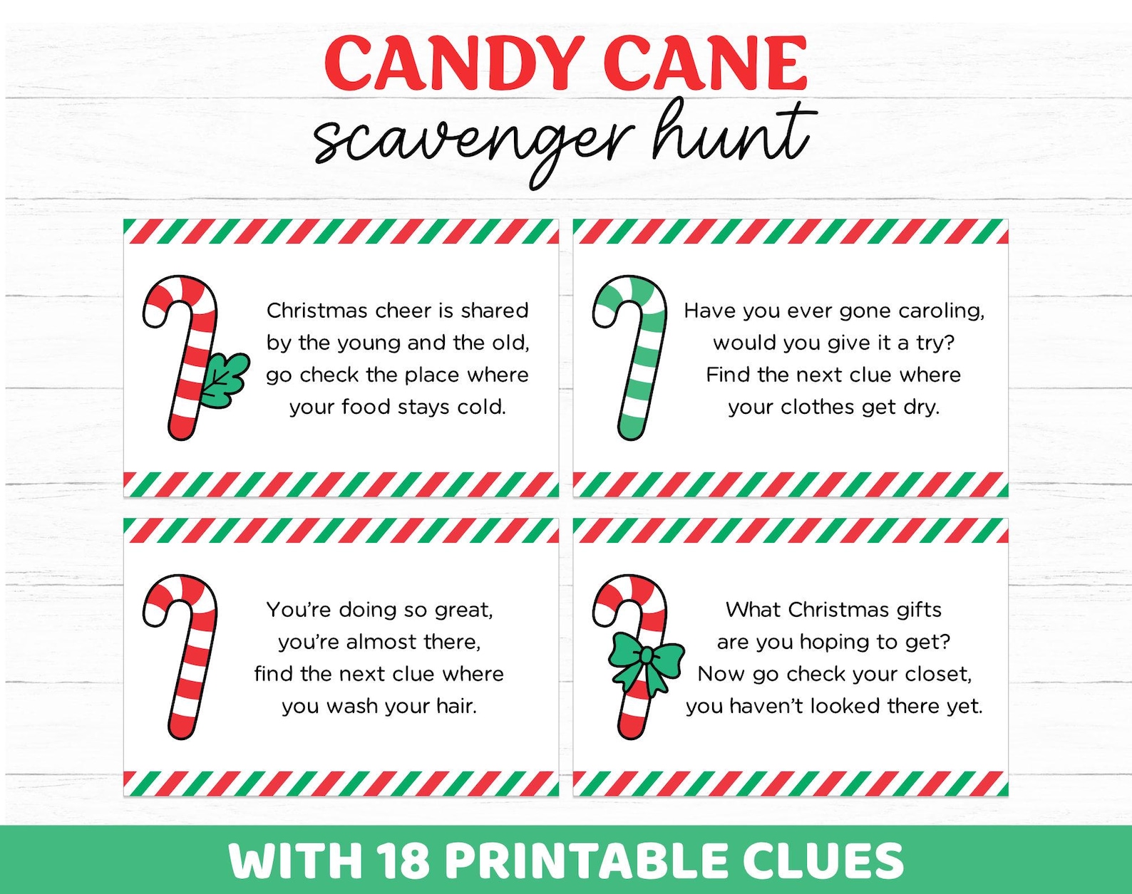 Candy Cane Hunt Clues, Candy Cane Scavenger Hunt, Candy Cane Treasure ...
