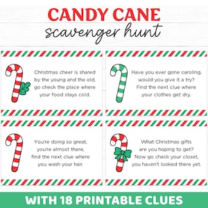 Candy Cane Hunt Clues, Candy Cane Scavenger Hunt, Candy Cane Treasure ...