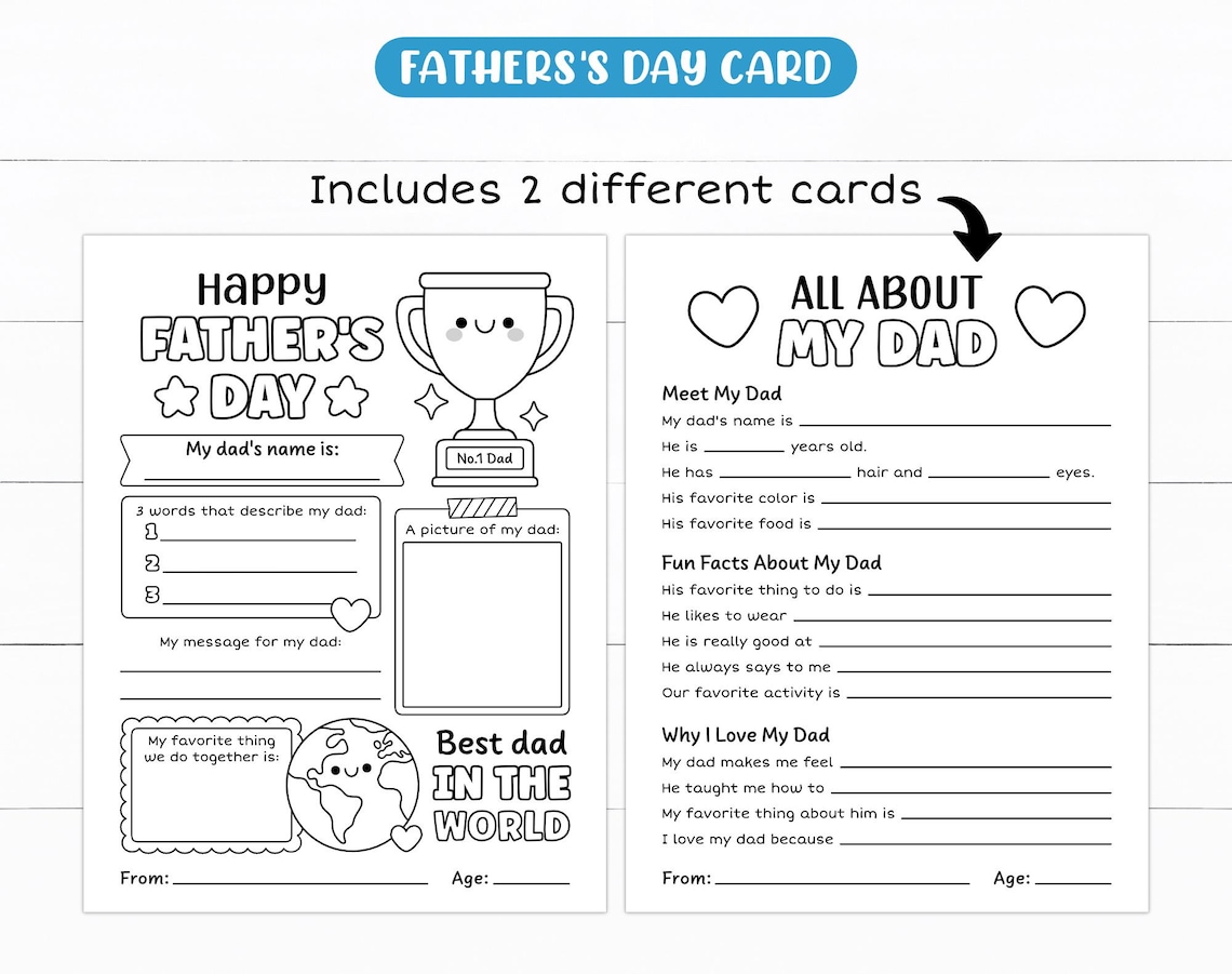 Printable All About My Dad Questionnaire, Fill in the Blank Fathers Day ...