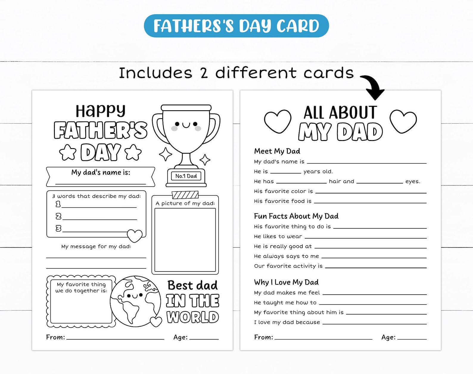 Printable All About My Dad Questionnaire, Fill in the Blank Fathers Day ...
