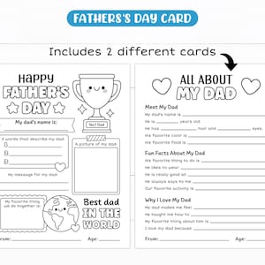 Printable All About My Dad Questionnaire, Fill in the Blank Fathers Day ...