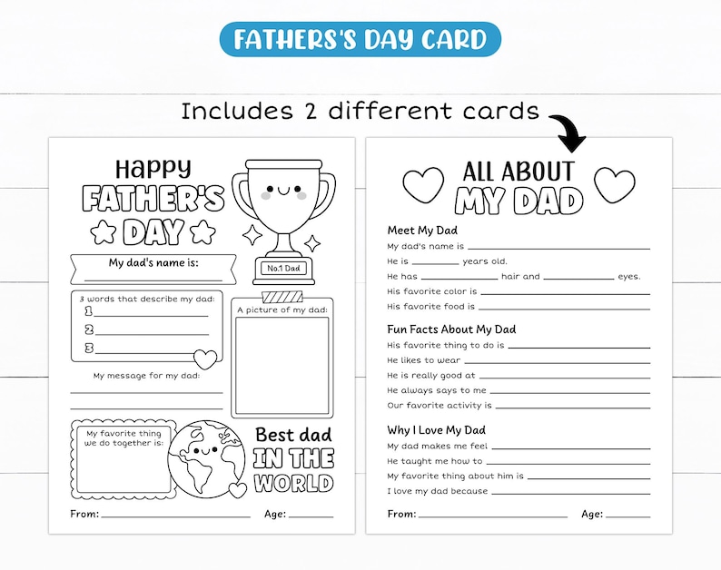 Printable All About My Dad Questionnaire, Fill in the Blank Fathers Day ...