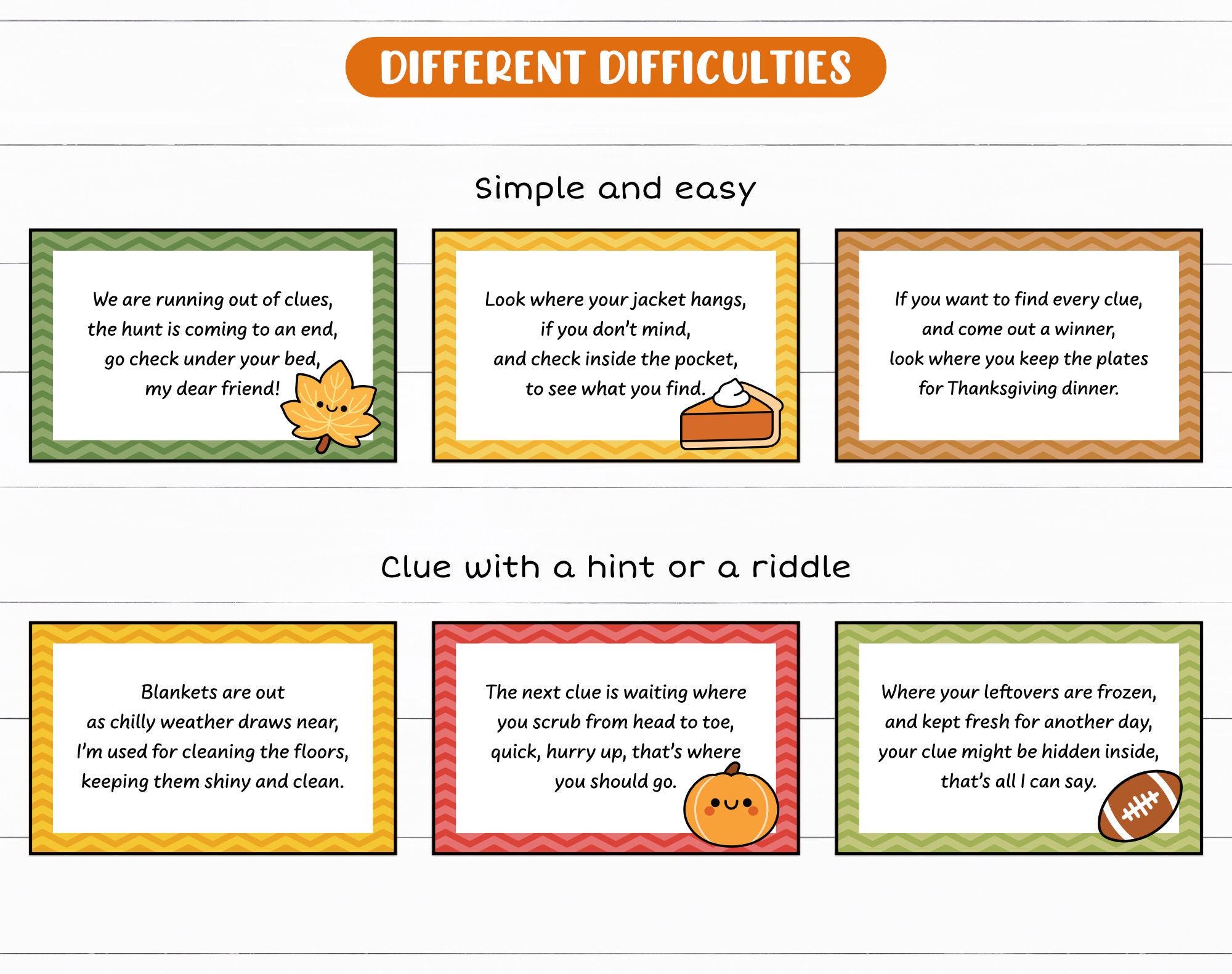 Thanksgiving Scavenger Hunt Clues for Kids, Printable Scavenger Hunt ...